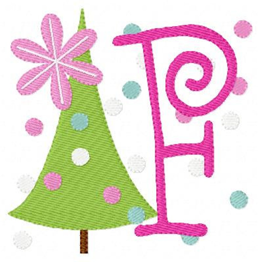 Christmas Tree, Machine Embroidery Monogram Font, Machine Embroidery ...