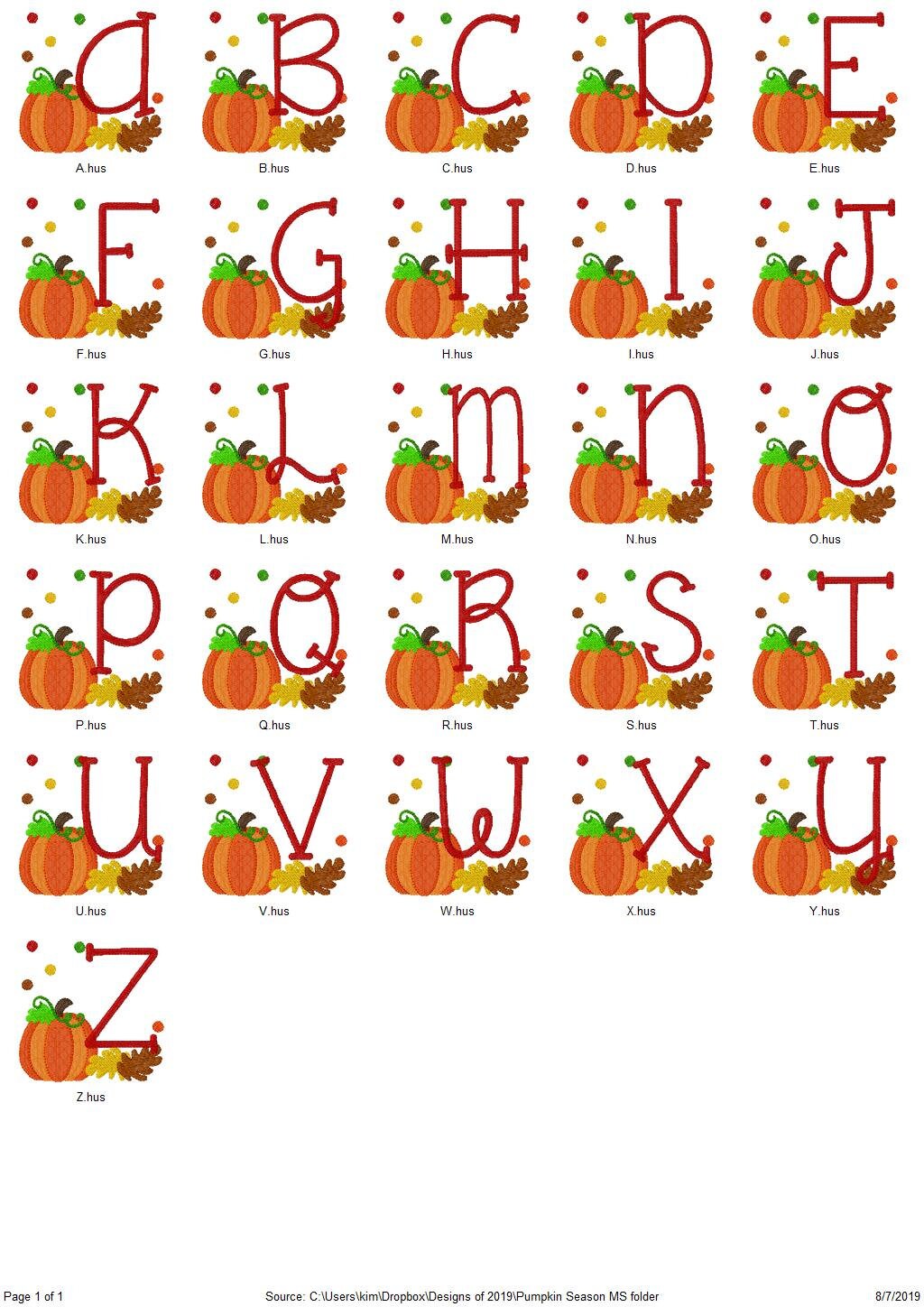 Pumpkins of Fall Machine Embroidery Designs Monogram Set | Etsy