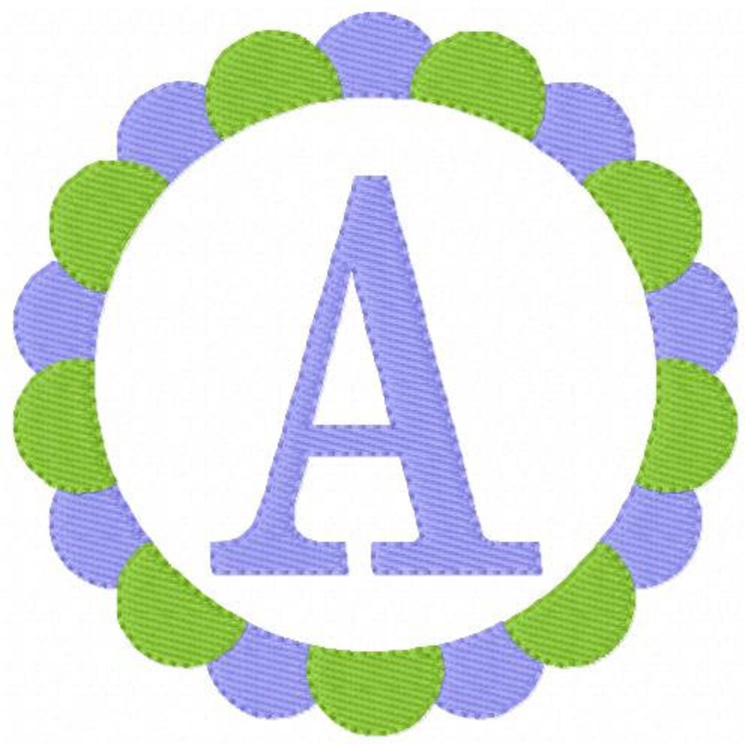 Sweet Circle Monogram Embroidery Font Design Set With 2 Colors ...