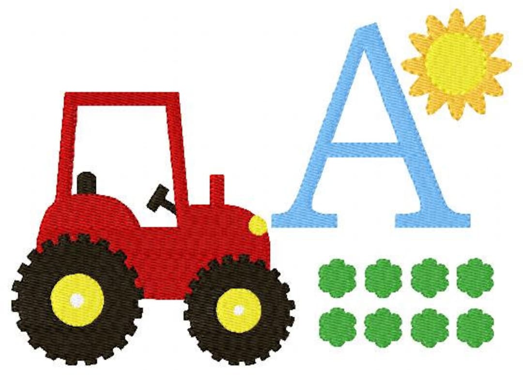 Farm Embroidery Design, Tractor Embroidery Design, 5x7 Monogram Machine ...
