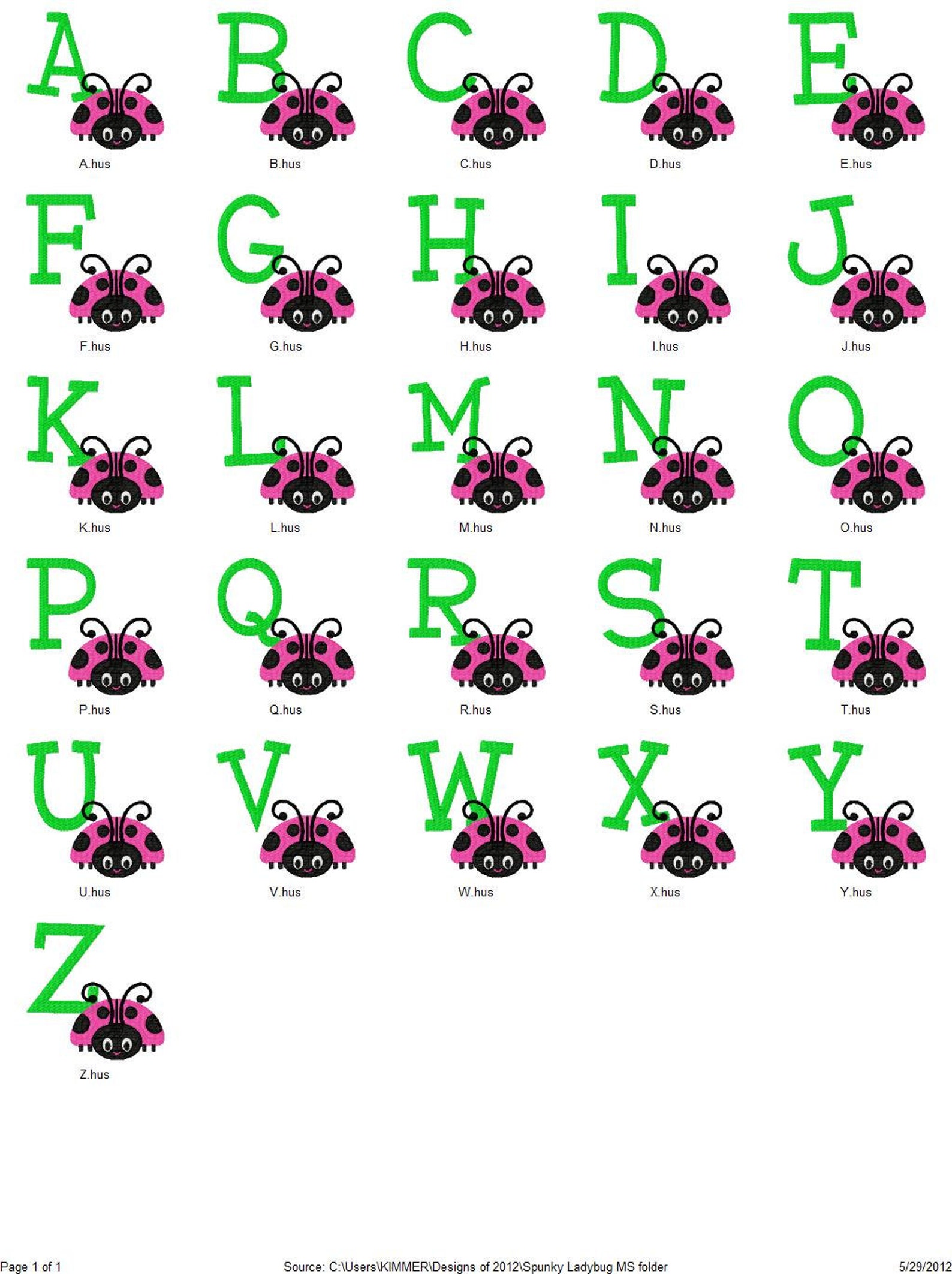 Spunky Ladybug Machine Embroidery Monogram Font Design Set, Machine ...