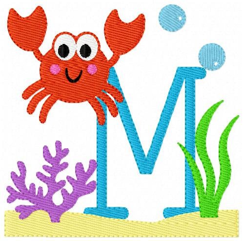 Crab Embroidery Fonts Summer Embroidery Designs Monogram | Etsy