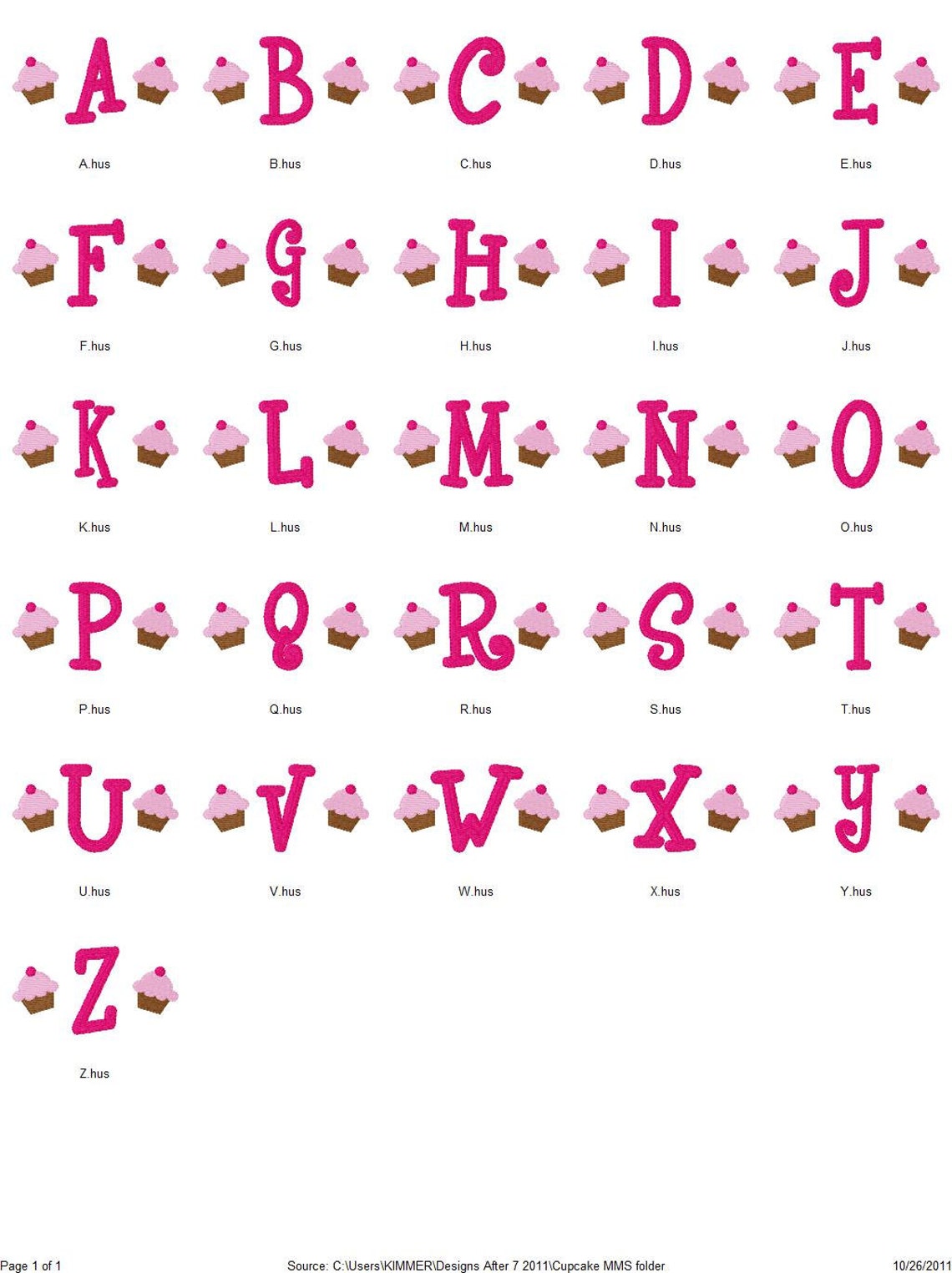 Cupcake // Mini Monogram Machine Embroidery Design Set - Etsy