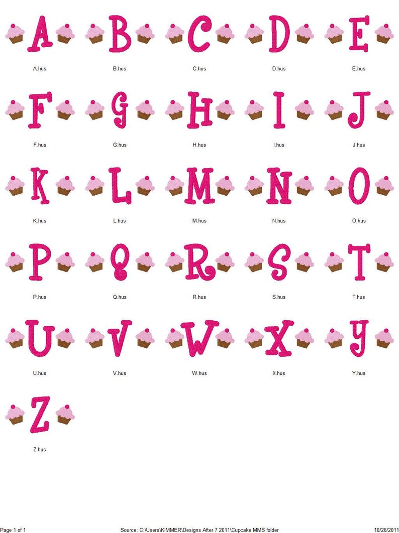 Cupcake // Mini Monogram Machine Embroidery Design Set, Machine ...