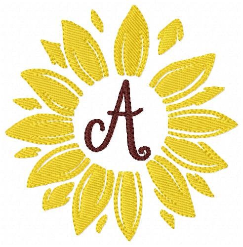 Sunflower Monogram Embroidery Font Design Set Sunflower | Etsy