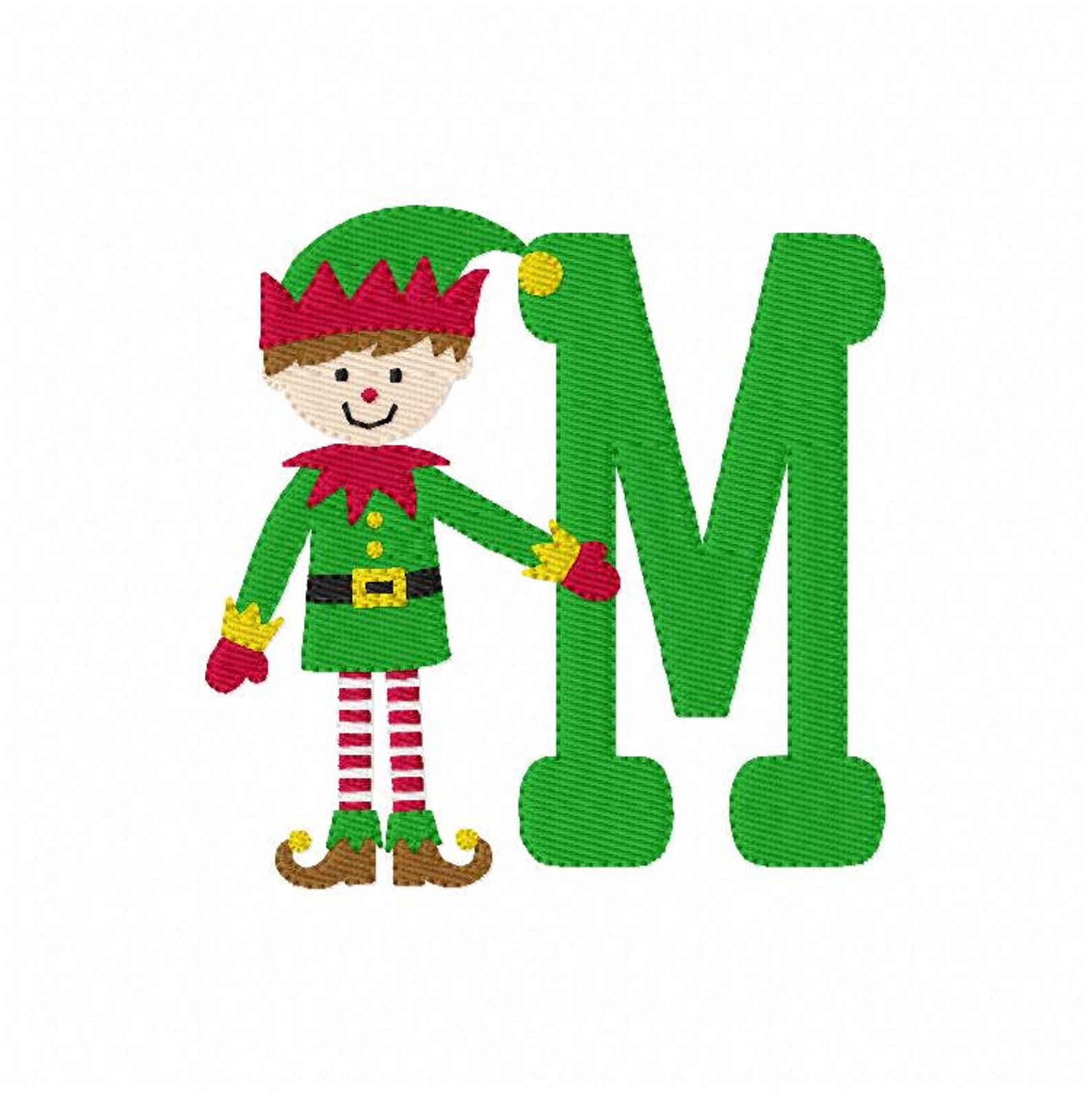 Christmas Elf Monogram Embroidery Design Font Elf Embroidery - Etsy