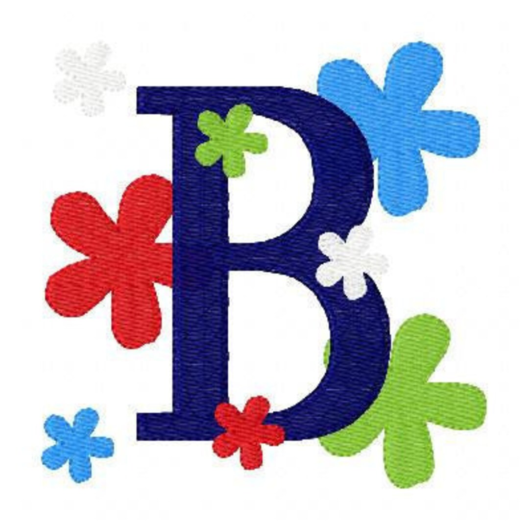 Flowers Monogram Embroidery Font Design Set, Machine Embroidery Designs ...