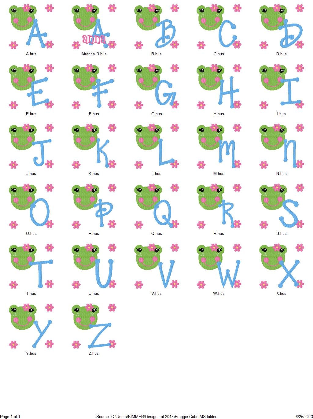 Frog Cutie Machine Embroidery Monogram Font Design Set // | Etsy