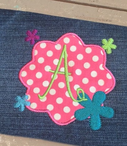 Applique Embroidery With Flowers Monogram Embroidery Font | Etsy