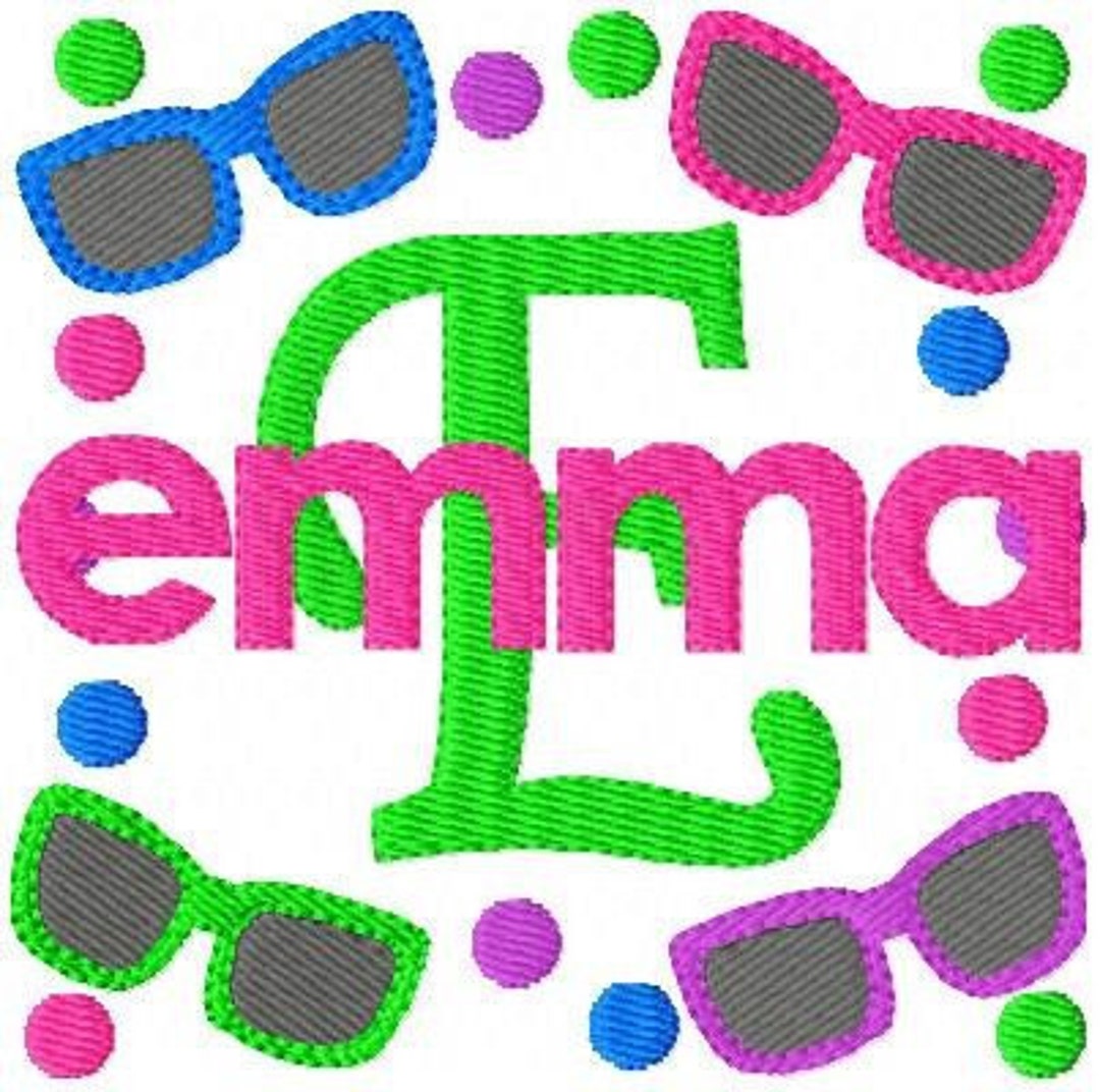 Sunglasses // Shades // Monogram Embroidery Font Design Set, Embroidery ...