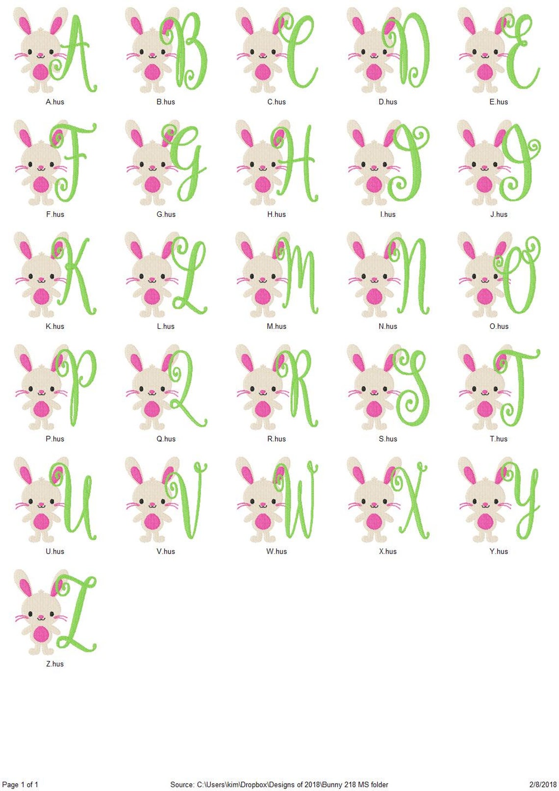 Bunny With Monogram Machine Embroidery Font Design Set Easter - Etsy