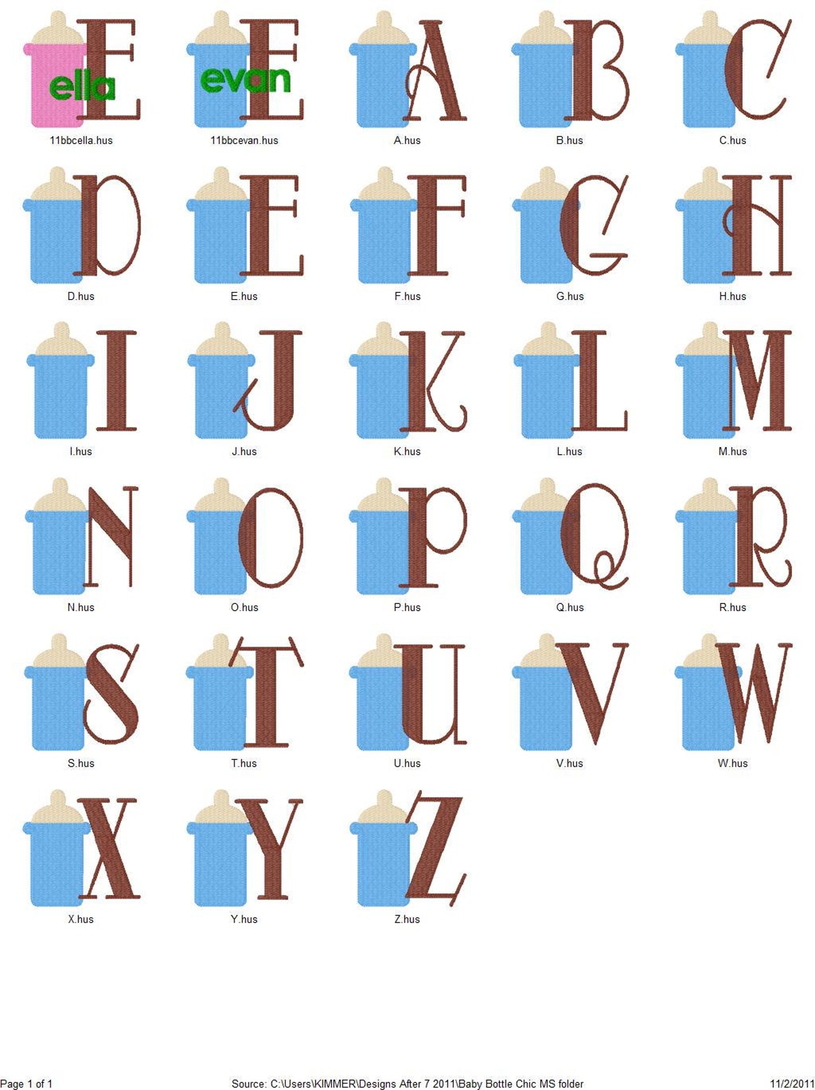 Baby Bottle // Monogram Embroidery Font Design Set // Baby - Etsy