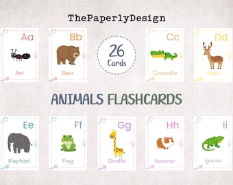 Animal ABC Flash Cards, Flashcards, Kids Learning Cards, Animal ...