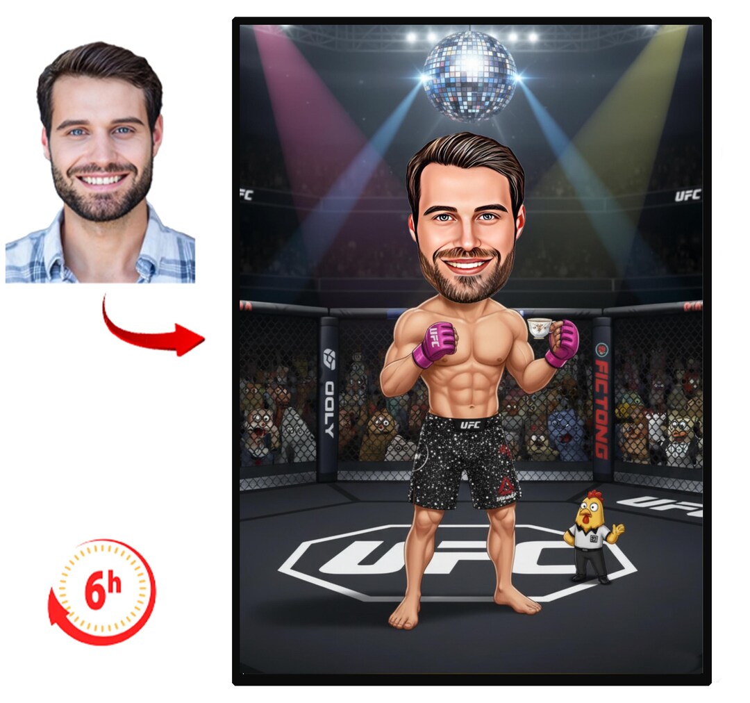 Personalized MMA Fighter Cartoon Portrait From Photo | Custom UFC ...