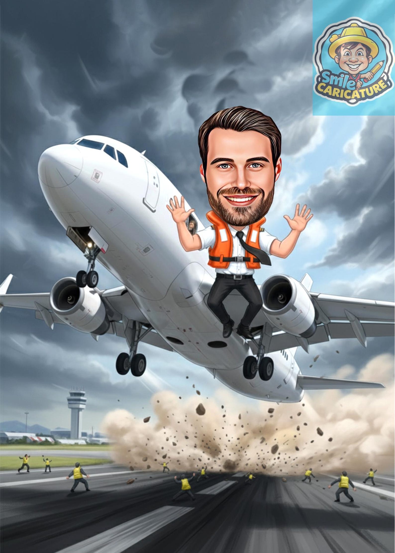 Cartoon Pilot Portrait, Pilot Caricature Gifts, Aviation Gifts ...