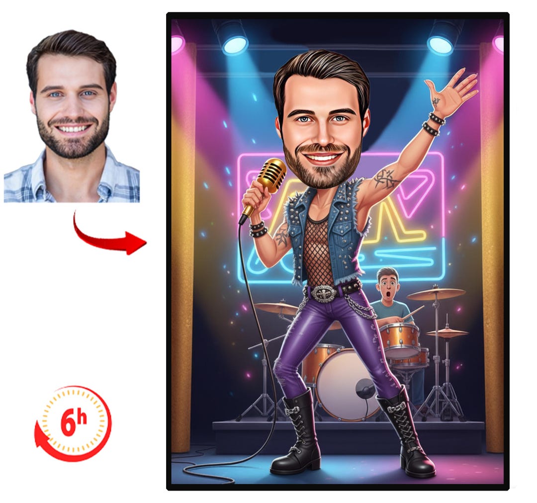 Singer Cartoon Portrait | Singer Gift | Custom Singer Caricature ...
