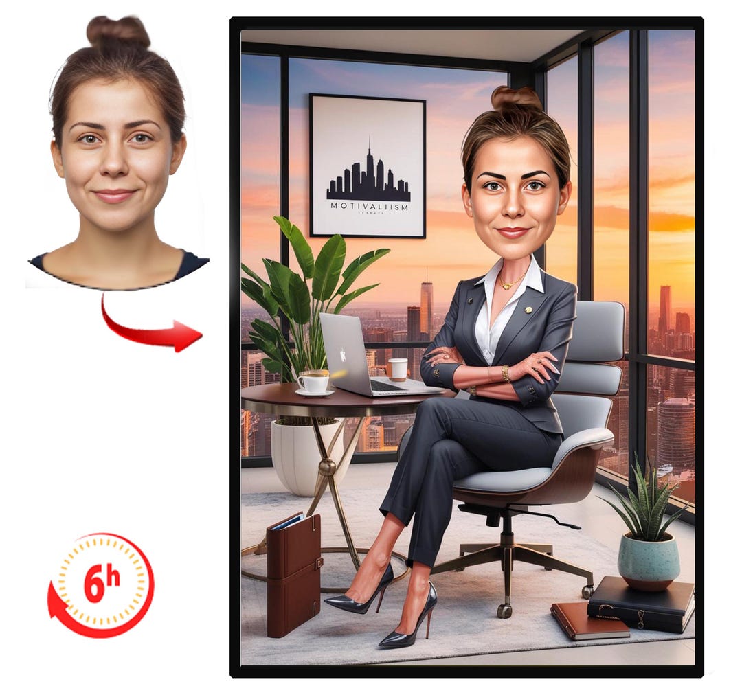 Personalised Female Boss Cartoon Portrait, Custom Boss, Caricature ...