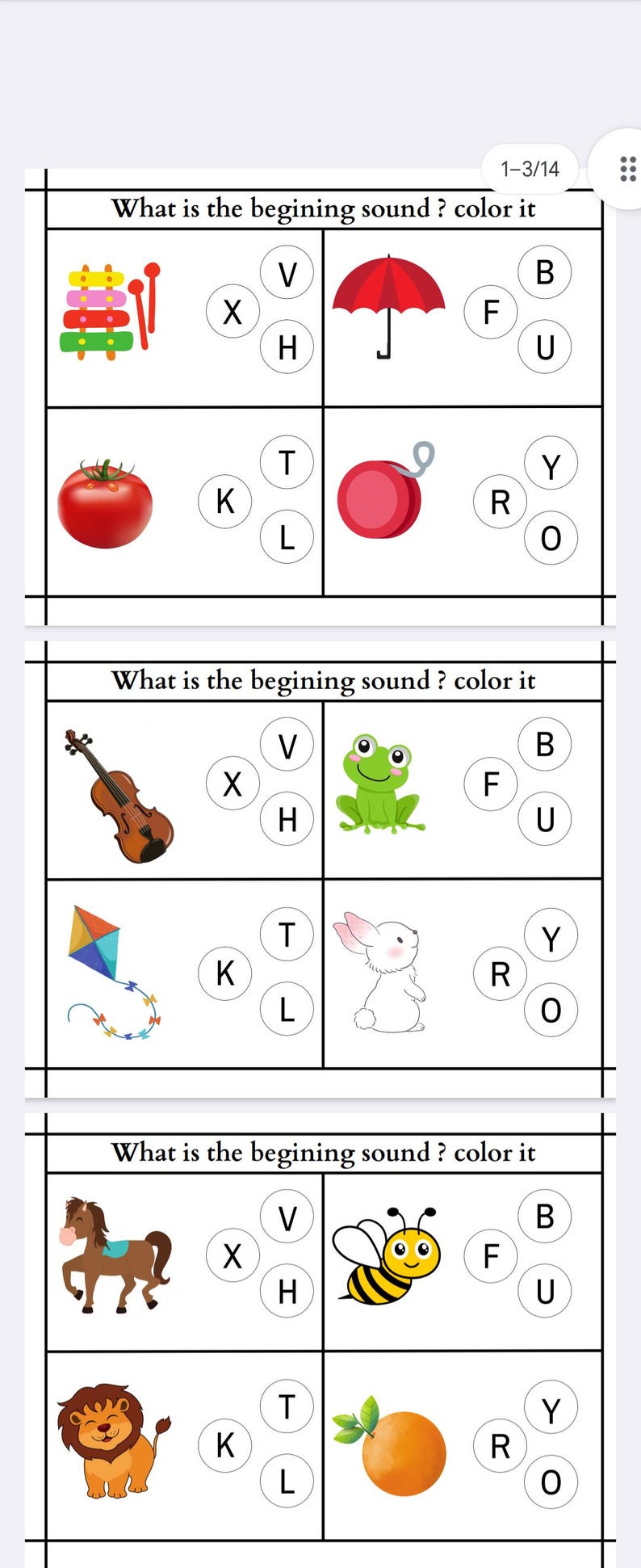 Beginning Sounds Phonics Worksheets – Color the Correct Letter - Etsy