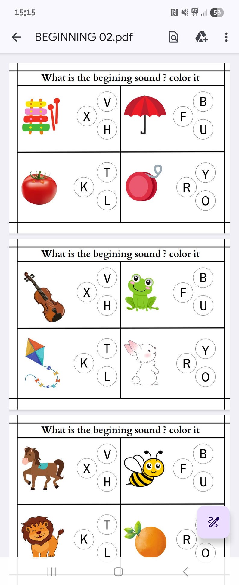 Beginning Sounds Phonics Worksheets – Color the Correct Letter - Etsy