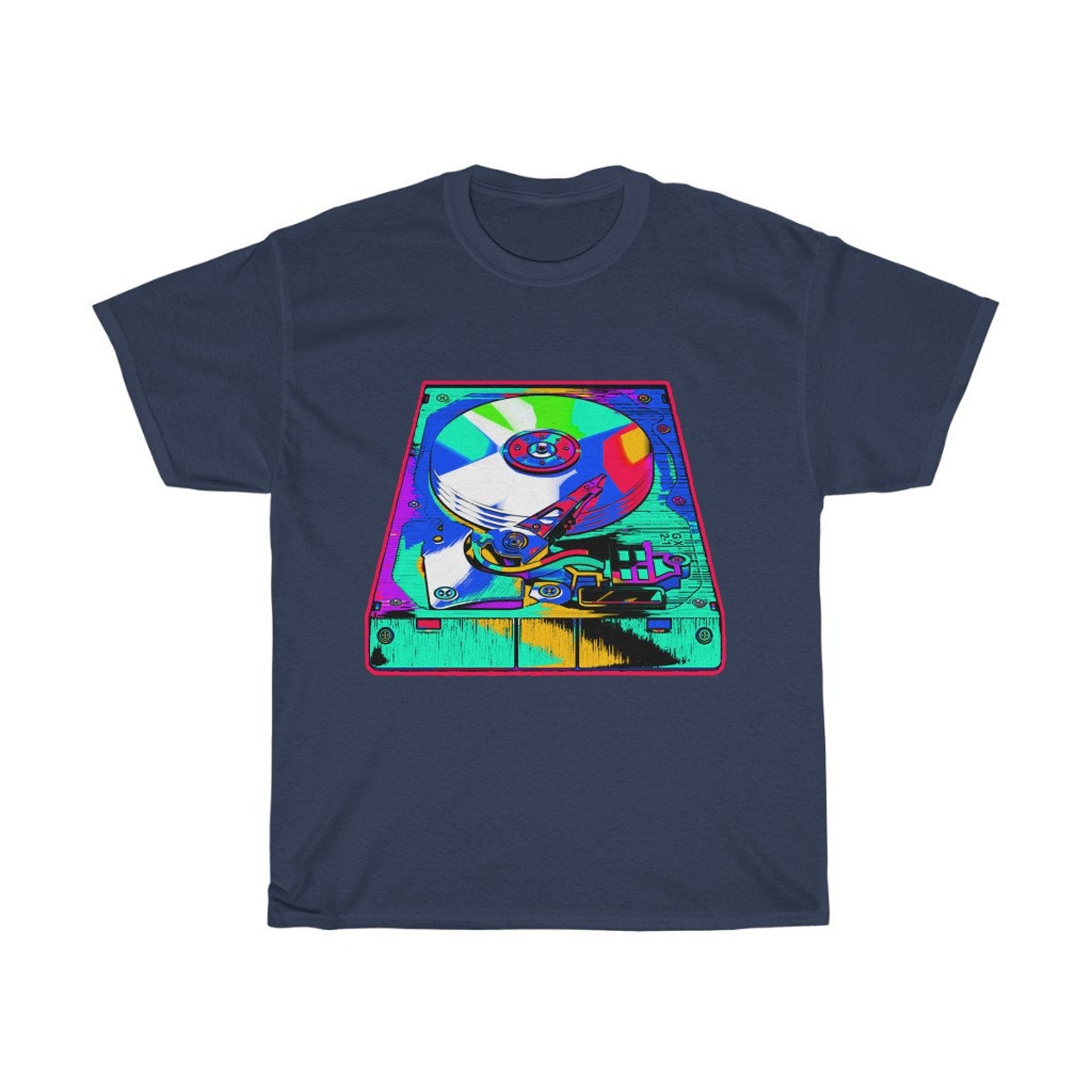 Hard Drive Tech Geek Unisex T Shirt, Heavy Cotton Tee, Pop Art Computer ...