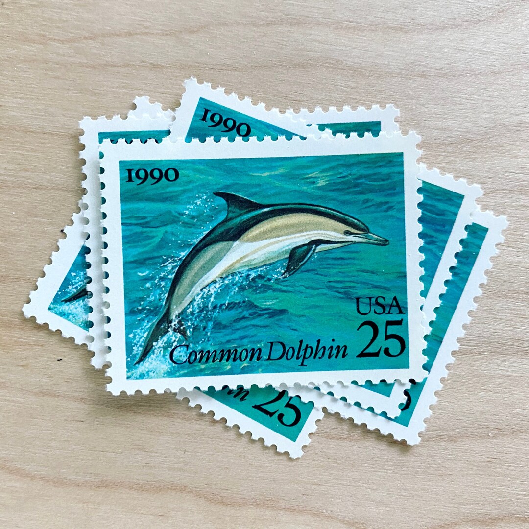 Set of 5 . Dolphin . 25 Cent . Unused Vintage Postage Stamps - Etsy