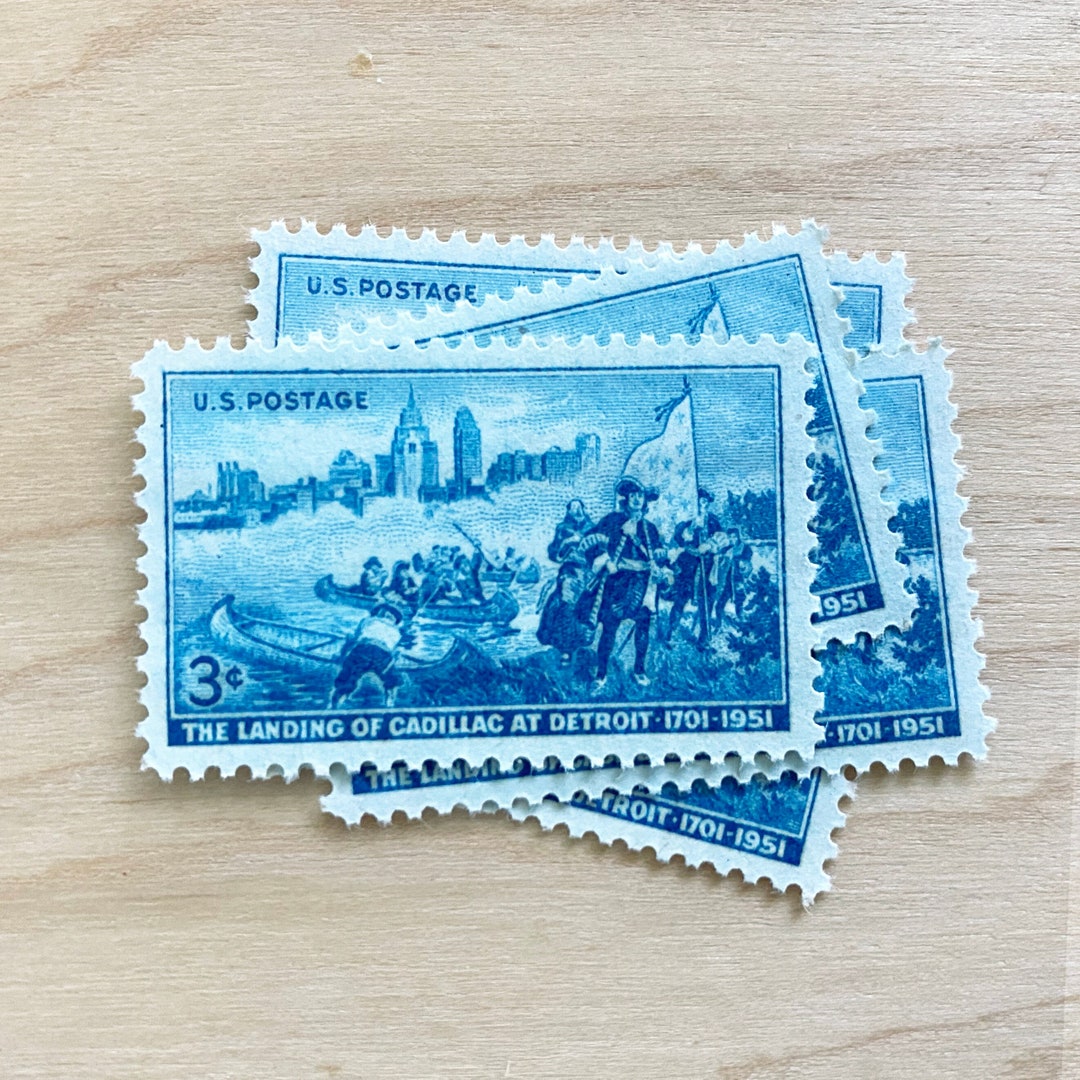 Set of 10 . Landing of Cadillac at Detroit . 3 Cent . Unused USPS ...