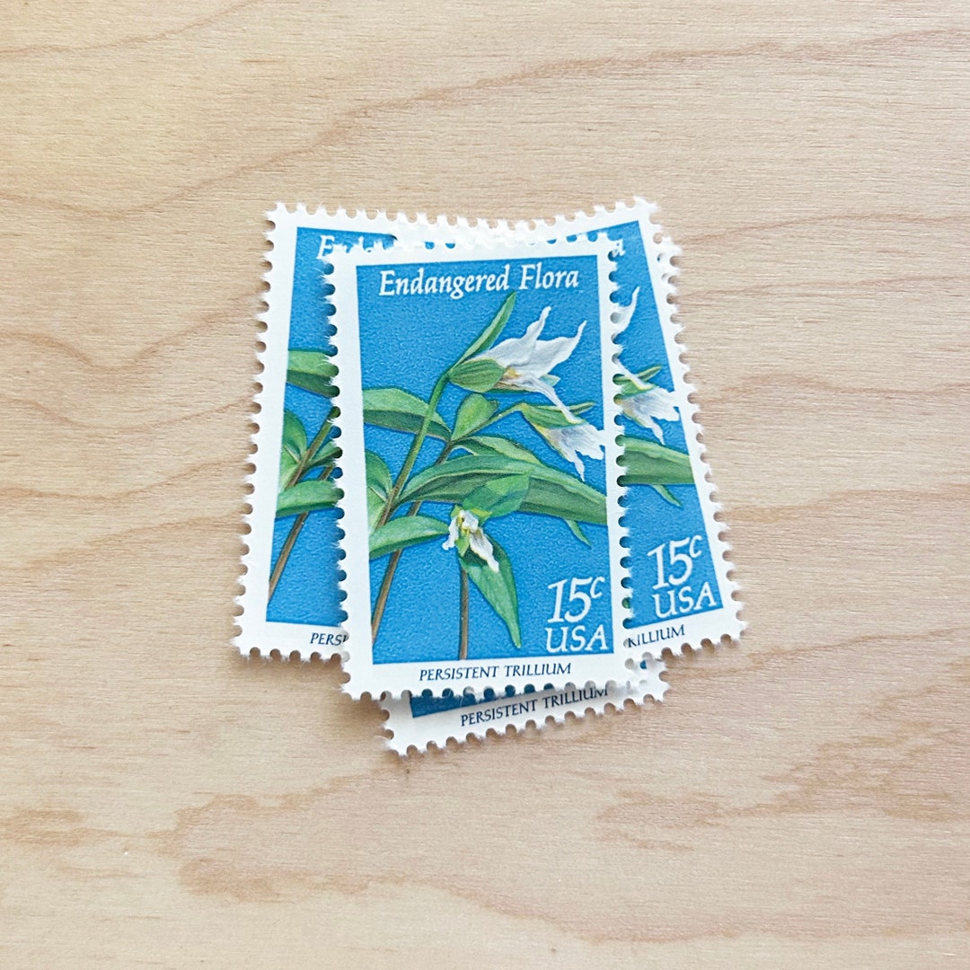 Set of 10 . Persistent Trillium . 15 Cent . Unused USPS Vintage Postage ...