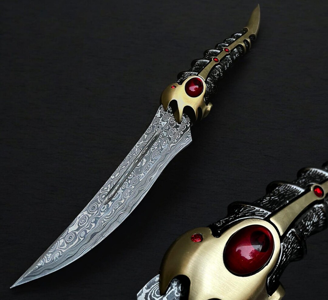 Custom Handmade Damascus Steel Dagger Cosplay Dagger Fantasy Knife ...