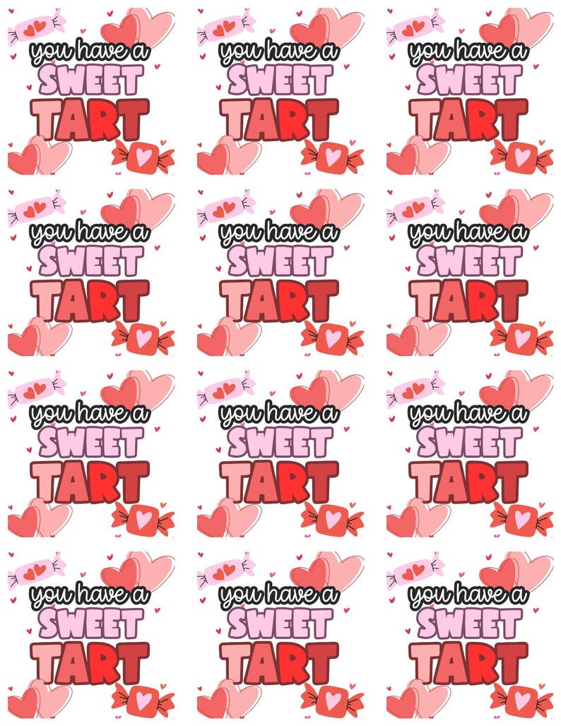 Sweet Tart Valentine Gift Tags | Printable Candy Gram (PDF Download) - Etsy
