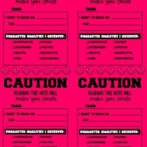 Positive Behavior Brag Notes | Printable Student Recognition Cards ...