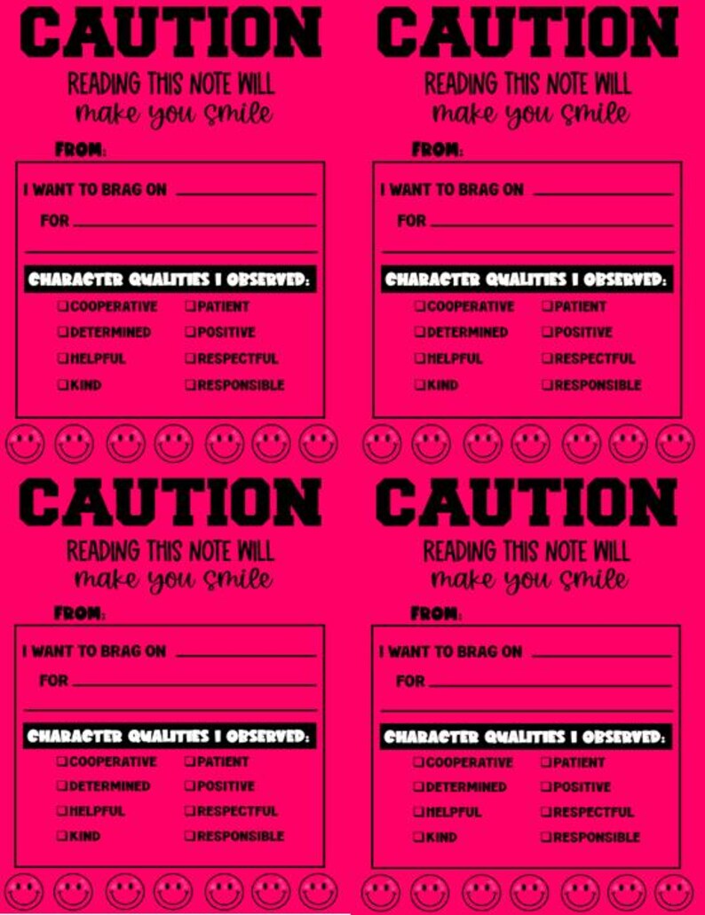 Positive Behavior Brag Notes | Printable Student Recognition Cards ...