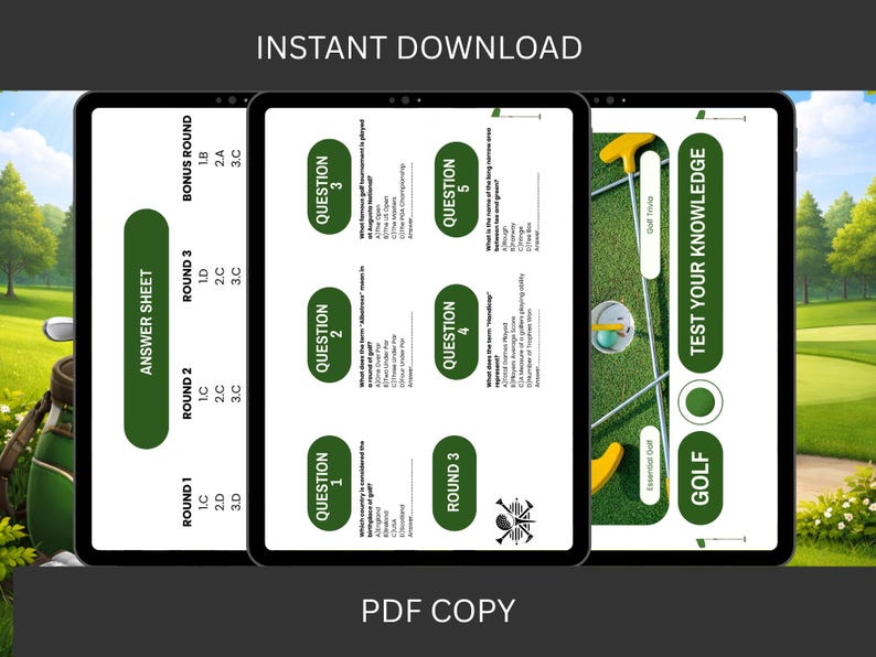 Golf Trivia Quiz Printable Game 20 Questions Plus Guess the Golfer - Etsy