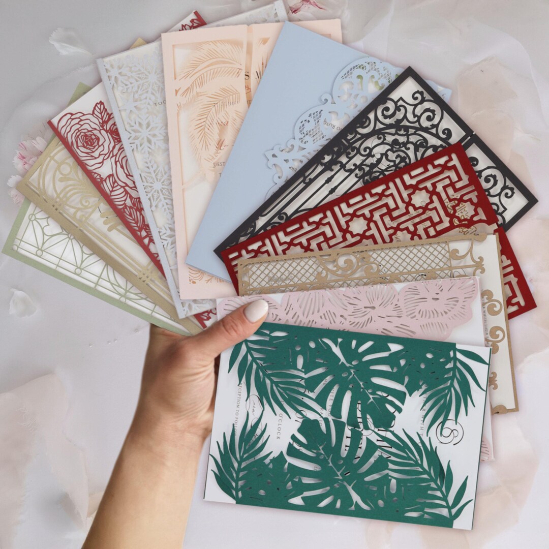 Sample Set of 5 Laser Cut Invitation Covers, Try 5x7 Gatefold Wraps for ...