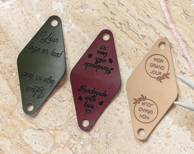 Triangle Rivet Tag for Handmade, Custom Vegan Leather Label With ...