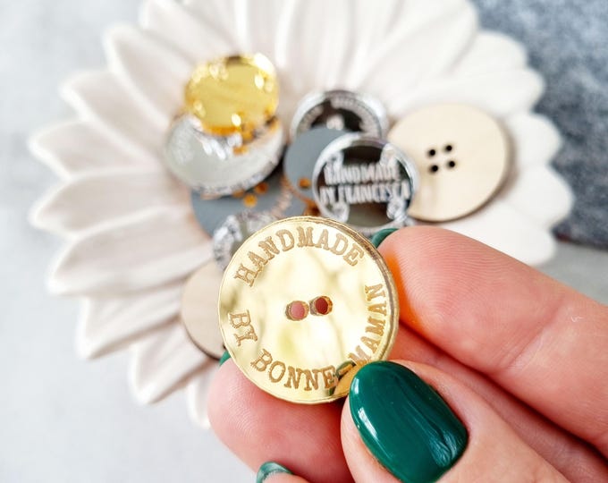 Custom Handmade Tags With Name, Acrylic Buttons, Wood Buttons ...