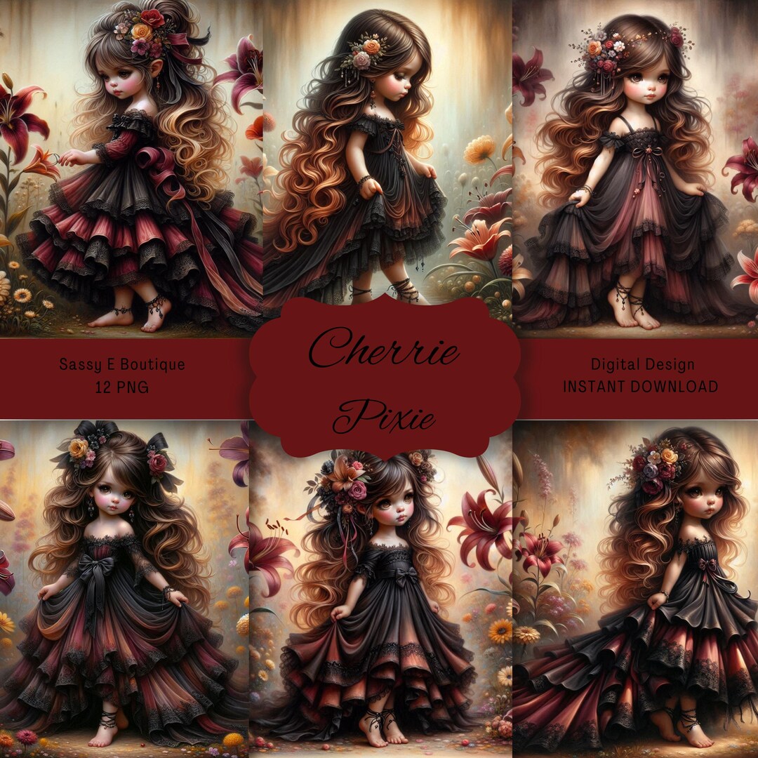 Cherrie Pixie: 12 PNG, Journal Pages, Card Making, Decoupage - Etsy