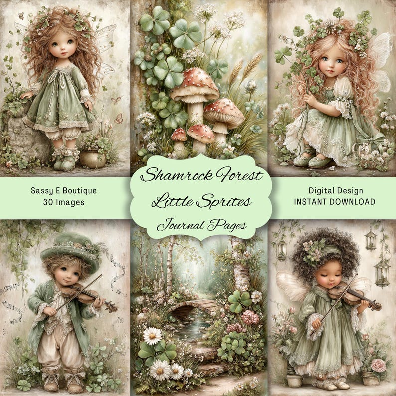 Shamrock Forest Little Sprites: 30 PNG, Junk Journal, Scrapbook - Etsy
