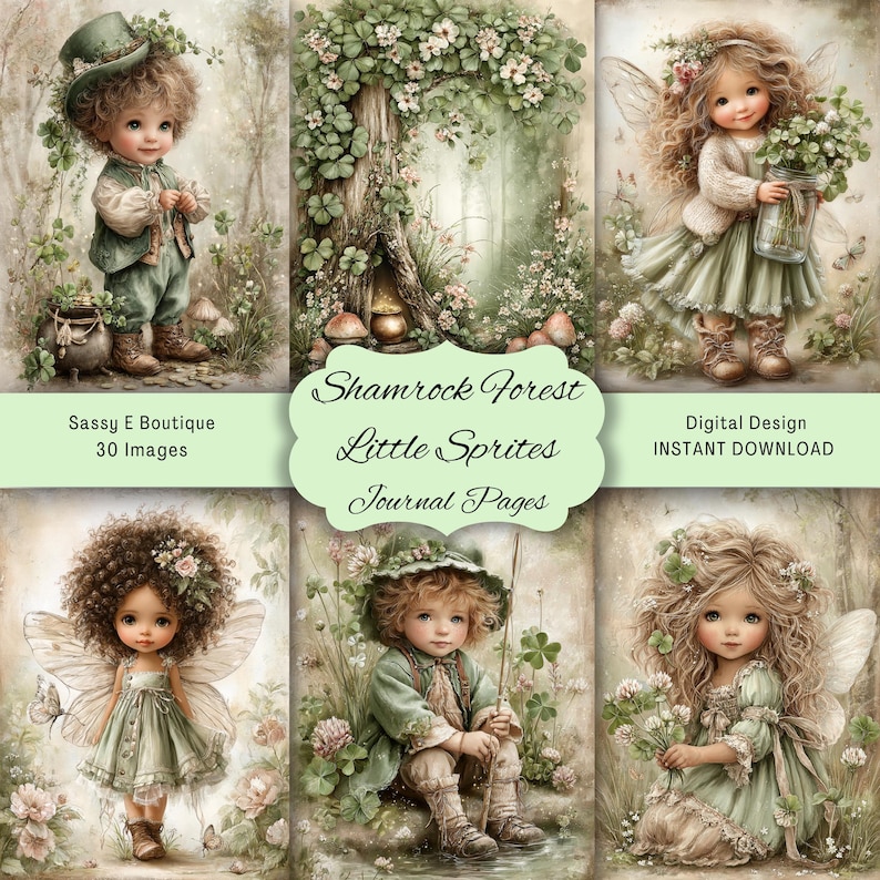 Shamrock Forest Little Sprites: 30 PNG, Junk Journal, Scrapbook - Etsy