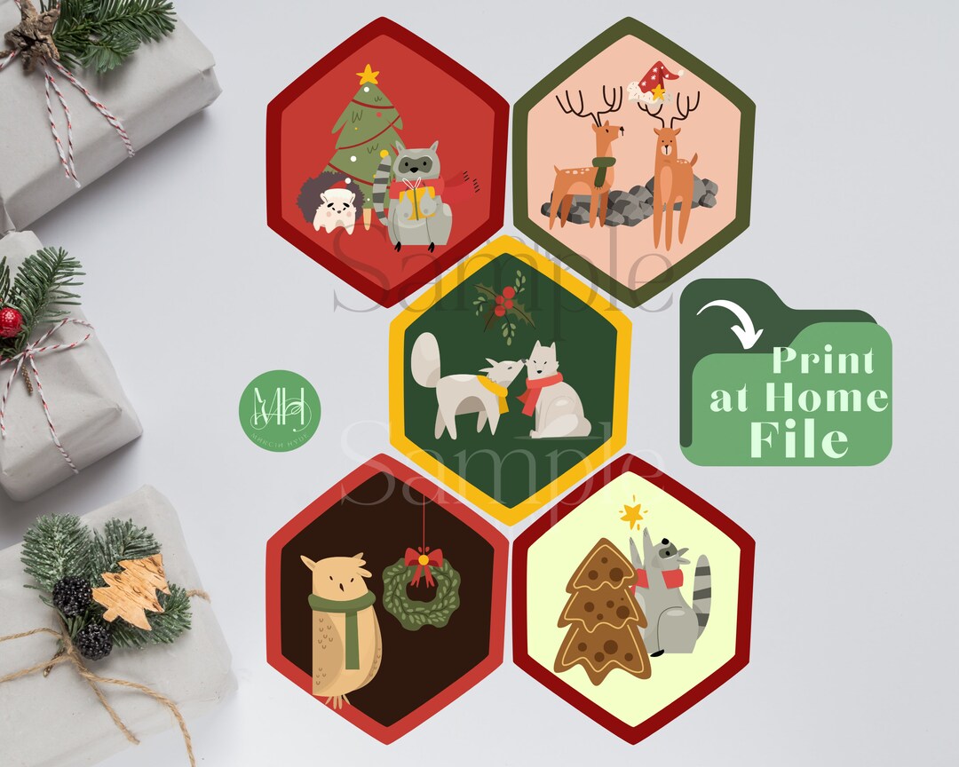 Woodland Christmas Animals Gift Tags Set of Five - Etsy