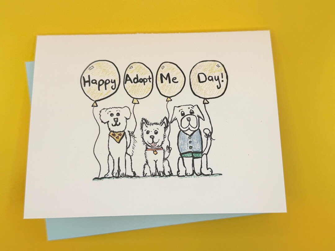 Happy Dog Adoption Card: Handmade Pet Adoption Message, Custom Option ...