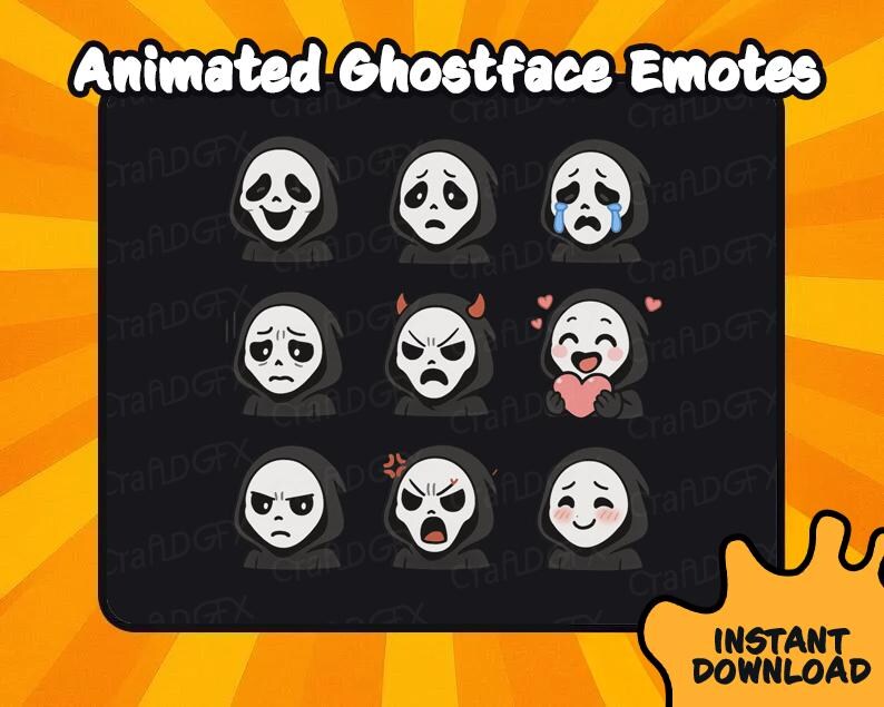 9x Animated Ghostface Icon Emotes Funny Twitch Emote Meme Discord ...