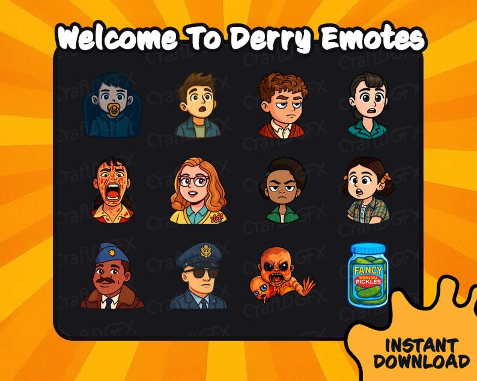 17x IT Welcome to Derry Stephen King Emotes Funny Twitch Emote Meme ...