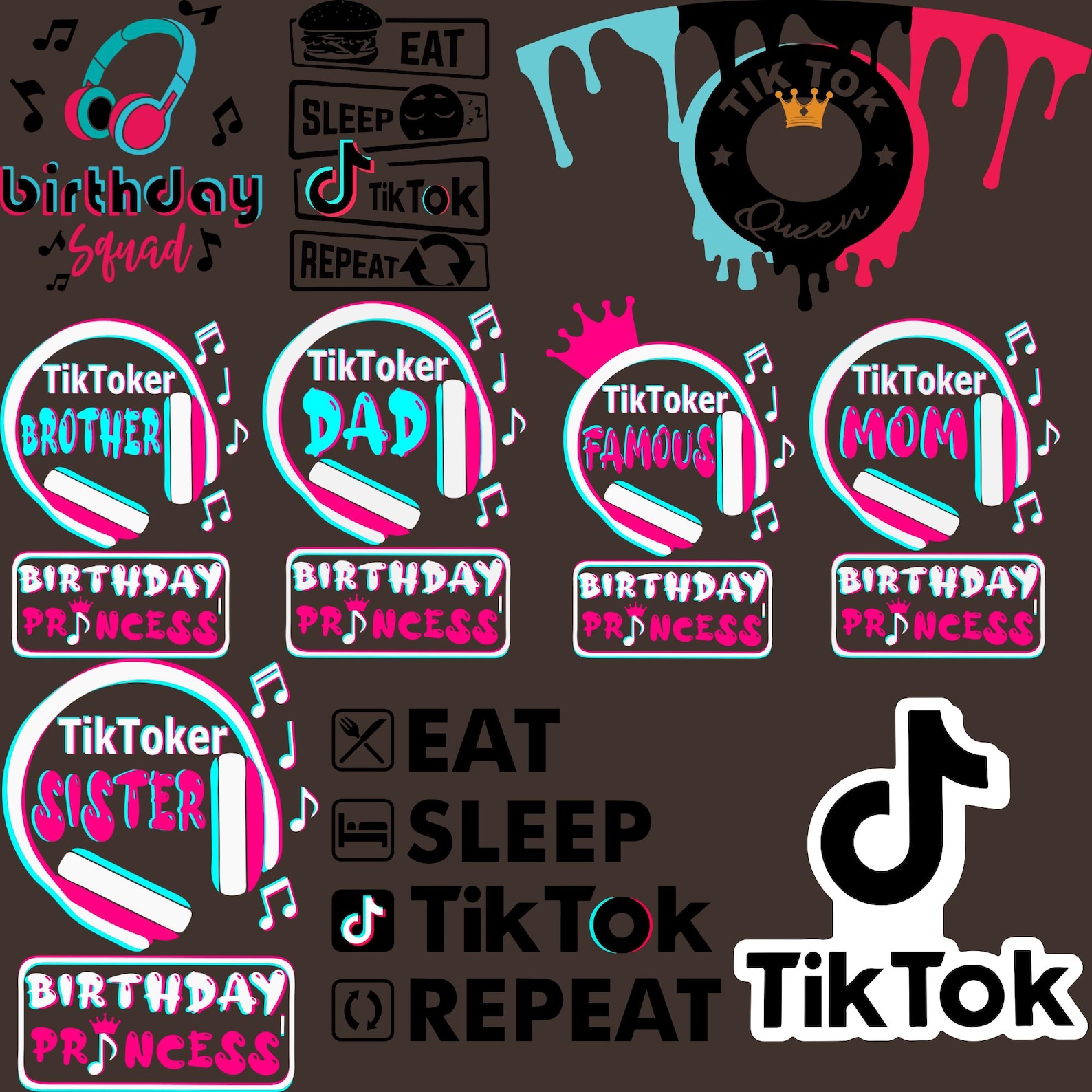 Tik-tok SVG Bundle, Tik-tok Clipart PNG, Kids Challenge SVG, Cool Tik-tok Designs, Layered Files ...