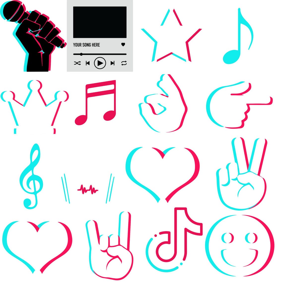 Tik-tok SVG Bundle, Tik-tok Clipart PNG, Kids Challenge SVG, Cool Tik ...