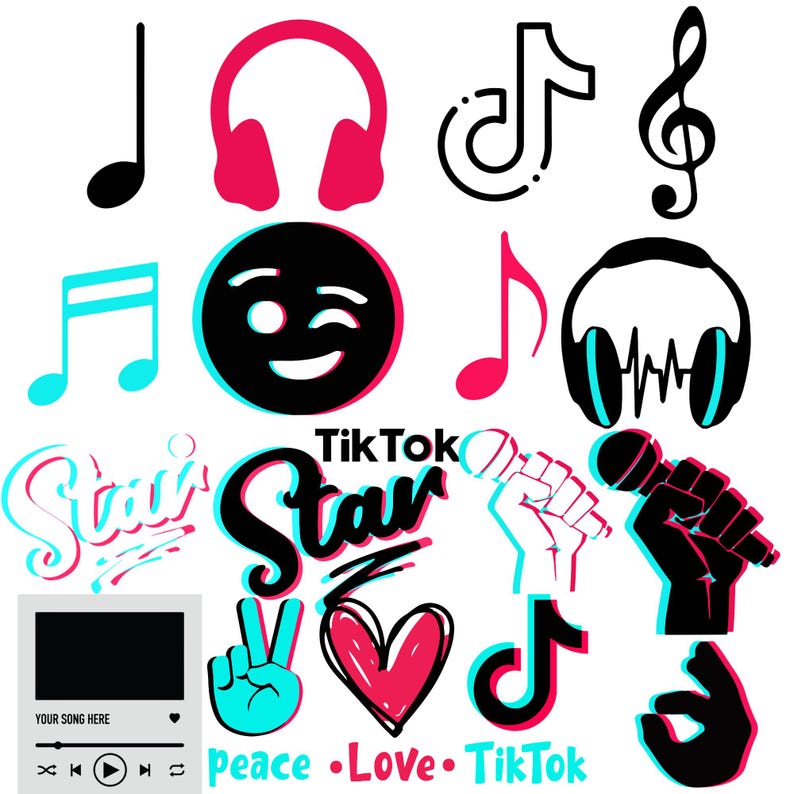 Tik-tok SVG Bundle, Tik-tok Clipart PNG, Kids Challenge SVG, Cool Tik ...
