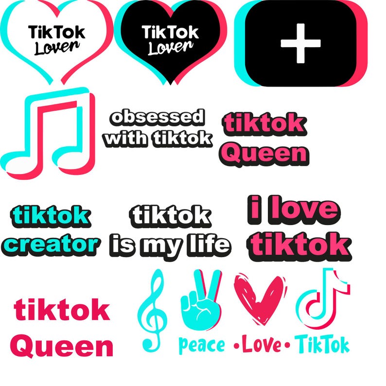 Tik-tok SVG Bundle, Tik-tok Clipart PNG, Kids Challenge SVG, Cool Tik ...