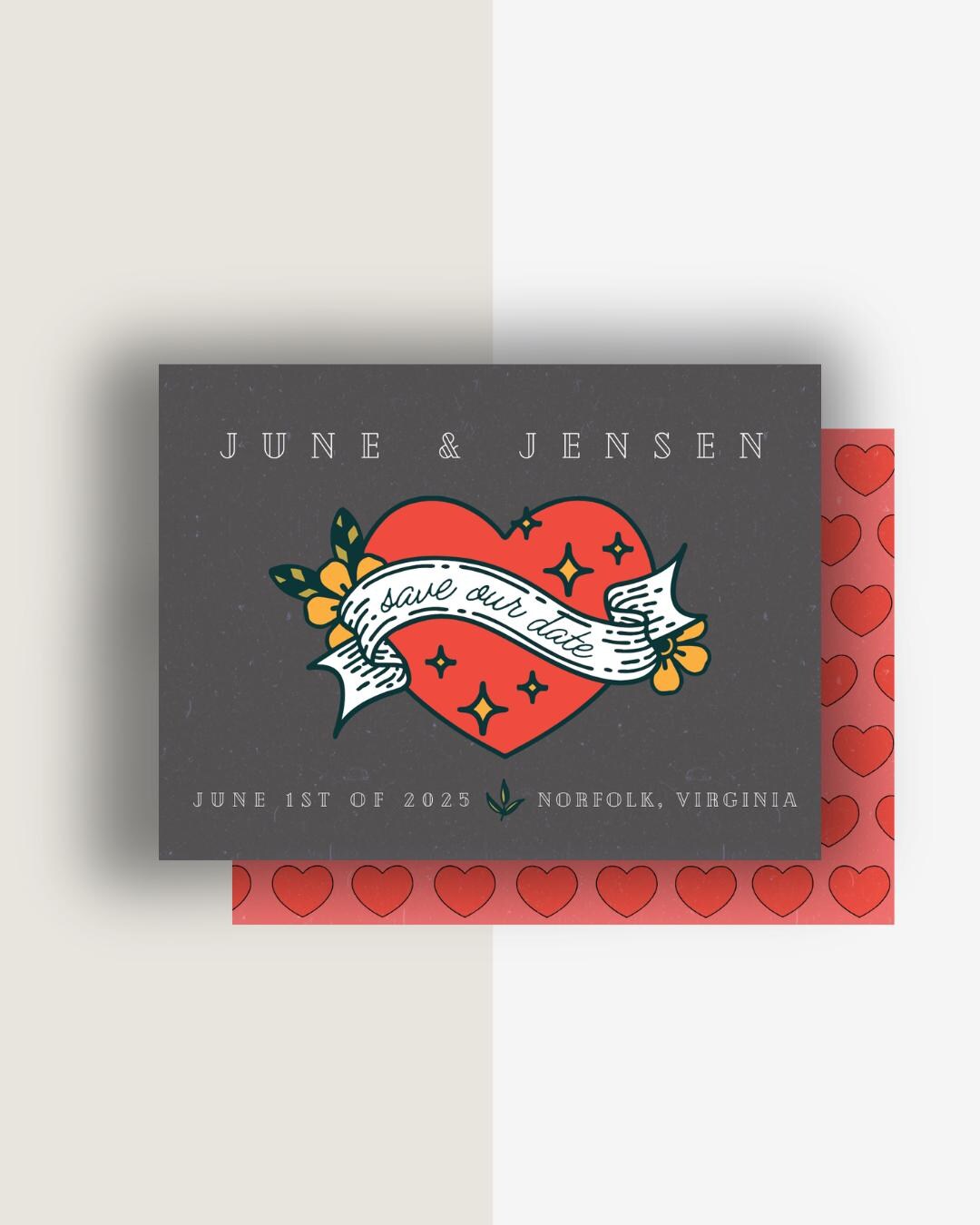 American Traditional Wedding Set, Traditional Tattoo Style Invite Set ...