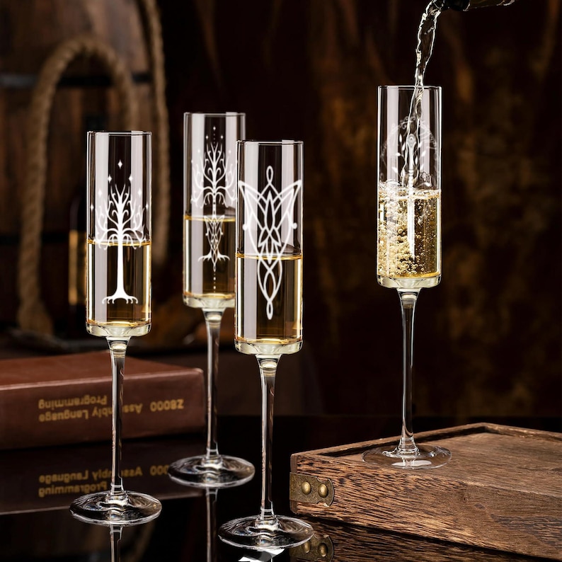 Lord of the Rings Engraved Champagne Flute – Wedding & Anniversary Gift ...