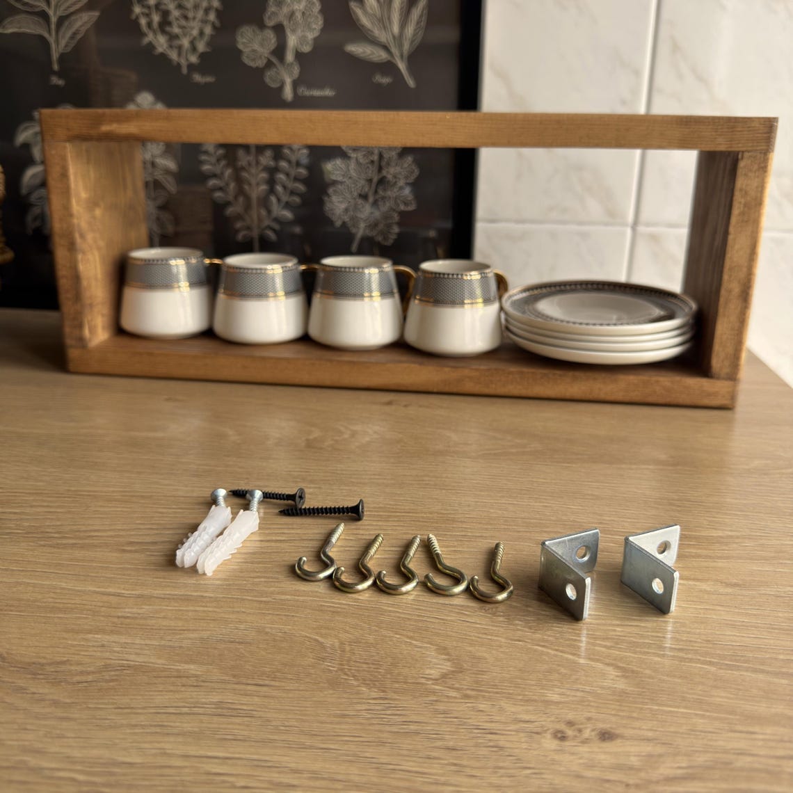 Coffee Corner Espresso Coffee Cup Rack, Kitchen and Bathroom Shelf ...