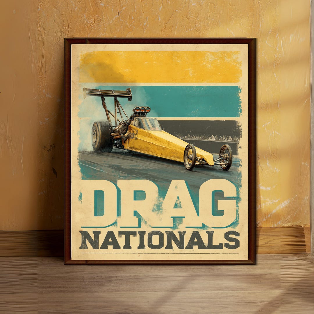 Vintage Drag Racing Poster: Retro Garage Art Print (digital Download ...